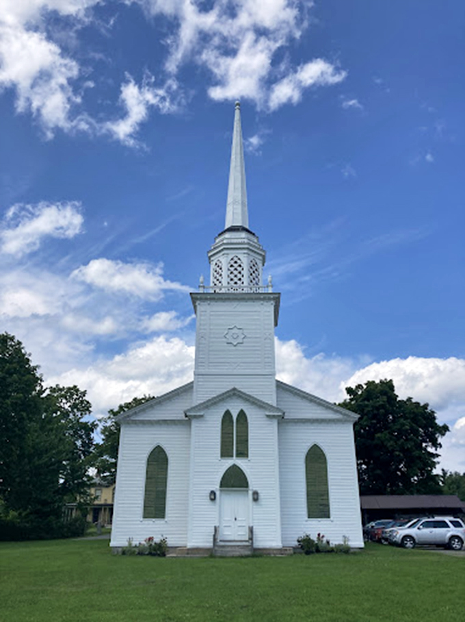 Heavenly architecture! This picture-perfect white church could make even the most ardent atheist consider attending a Sunday service.