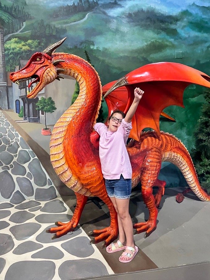 "How to Train Your Dragon" comes to life! This scaly friend offers a perfect photo op for aspiring dragon riders of all ages.