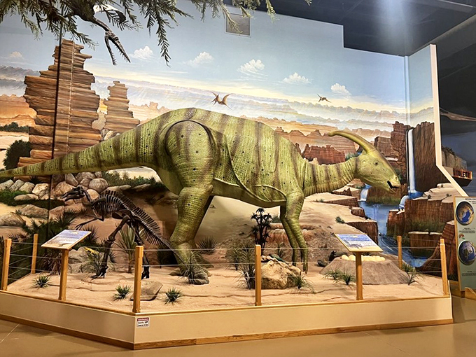 Life, uh, finds a way" - and so do incredibly lifelike dioramas. This hadrosaur looks ready for its close-up!