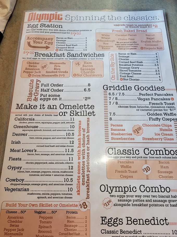 Menu or treasure map? Each line promises a culinary adventure. Tip: X marks the spot for the "Olympic Combo."