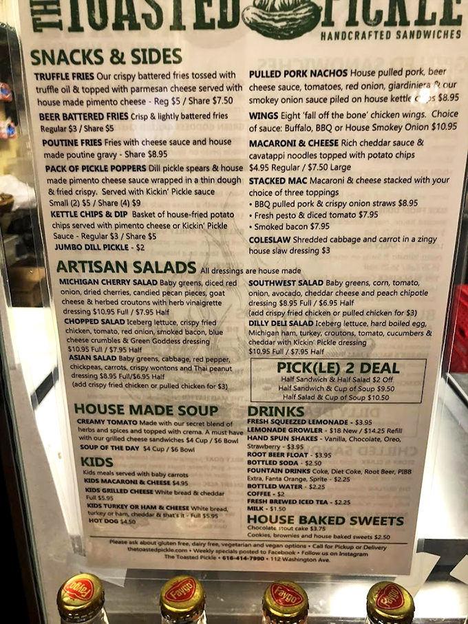 Menu madness! From truffle fries to pickle-packed sandwiches, this spread is enough to make your taste buds do a happy dance.