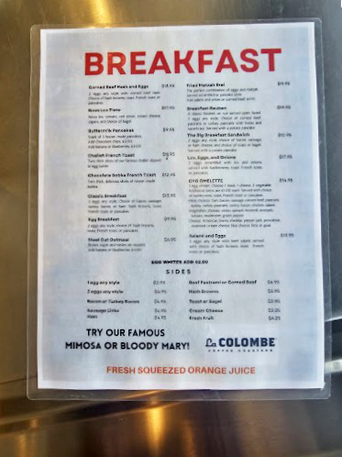 Breakfast of champions or lunch for legends? This menu is a roadmap to culinary bliss, with pit stops at every comfort food destination.