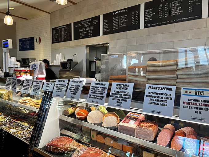 Behold, the wall of deliciousness! Frankie's menu is a choose-your-own-adventure book where every ending is delicious.