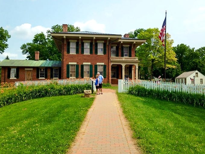 Welcome to the 19th century! These visitors look ready to trade their smartphones for quill pens and top hats.