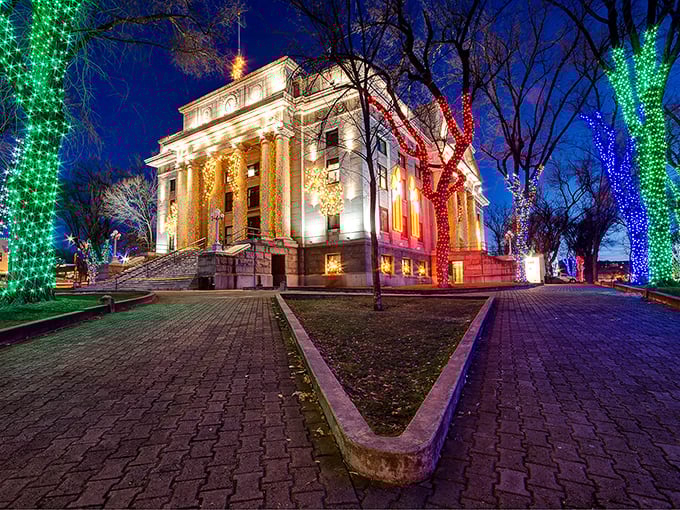 The courthouse, all dolled up: Imagine if the Griswolds decorated a government building. This grand old dame puts on quite the Christmas show!