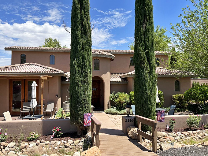 Casa del Vino! This Mediterranean-style villa isn't a mirage – it's Alcantara's tasting room, where desert meets Dionysus in a sun-baked architectural embrace.
