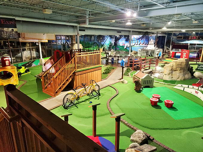 Step into a golfer's paradise! This indoor course is like Jurassic Park meets Pebble Beach, minus the scary dinosaurs and hefty green fees.