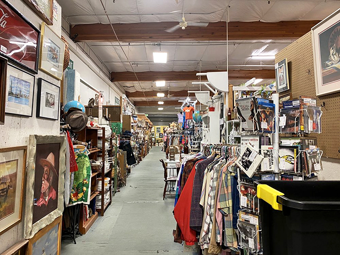 Aisle after aisle of memories, each turn a new adventure. It's like your grandma's attic, but with better organization and fewer cobwebs.