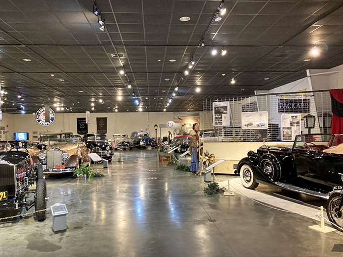 Step into a time capsule of horsepower and luxury. This showroom floor is like a greatest hits album of automotive design, minus the scratchy vinyl sound.
