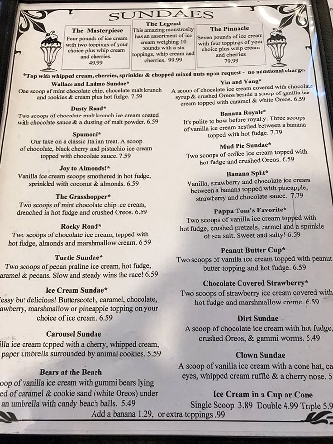Sundae, sundae, sundae! This menu reads like a greatest hits album of classic American desserts. Prepare your sweet tooth for a trip down memory lane.