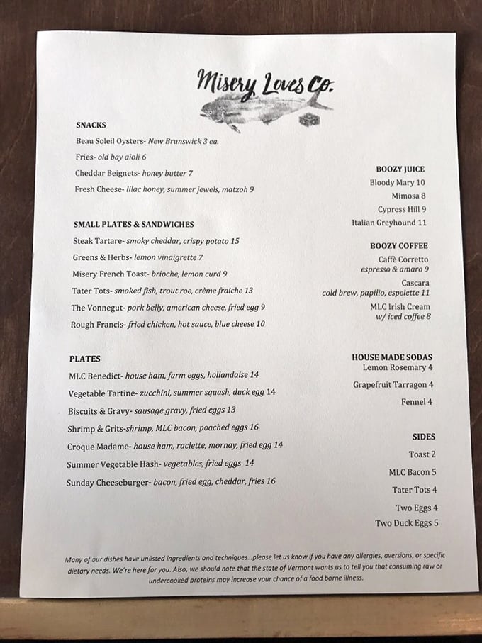 Behold, the menu of dreams! From "Boozy Juice" to "Tater Tots," this isn't your grandma's diner fare&mdash;unless your grandma was a secret culinary genius.
