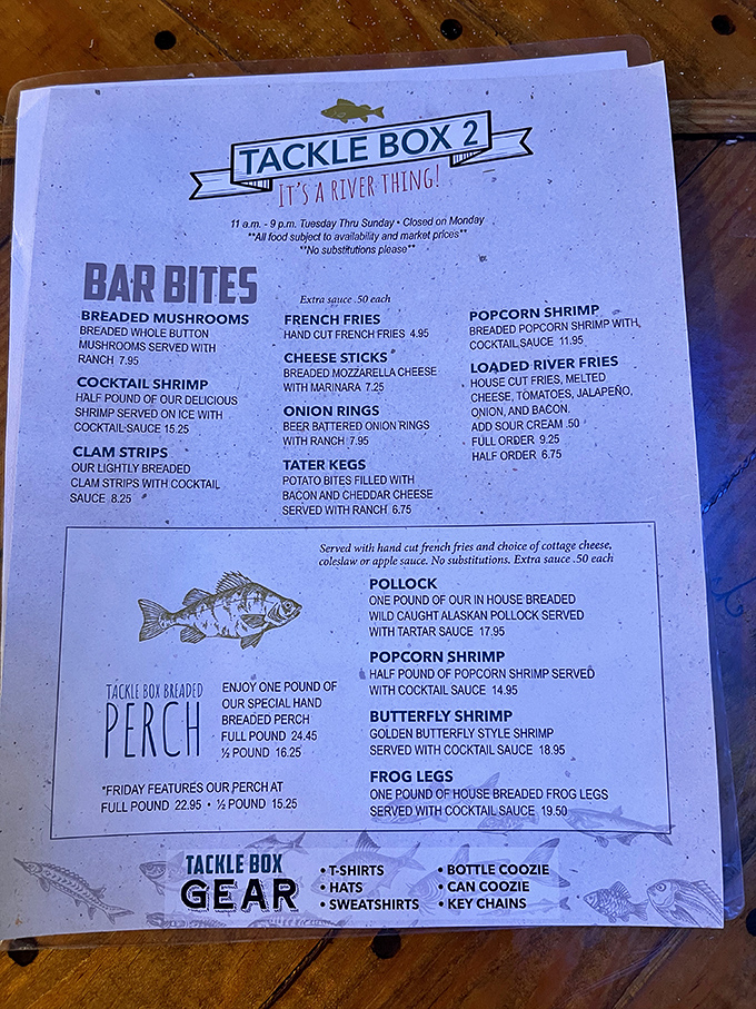 A menu that'll have you hooked! From perch to frog legs, Tackle Box 2 serves up aquatic delights that would make Aquaman jealous.