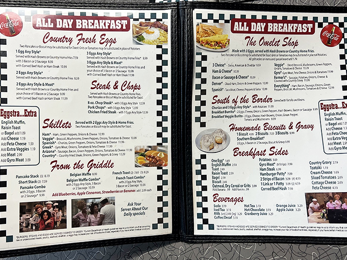 Decisions, decisions! This menu is a treasure map of comfort food classics. Pro tip: Bring your reading glasses and an empty stomach.