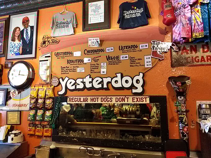 Menu madness! At Yesterdog, "regular" hot dogs are extinct – it's all about creative combos that'll make your taste buds dance.