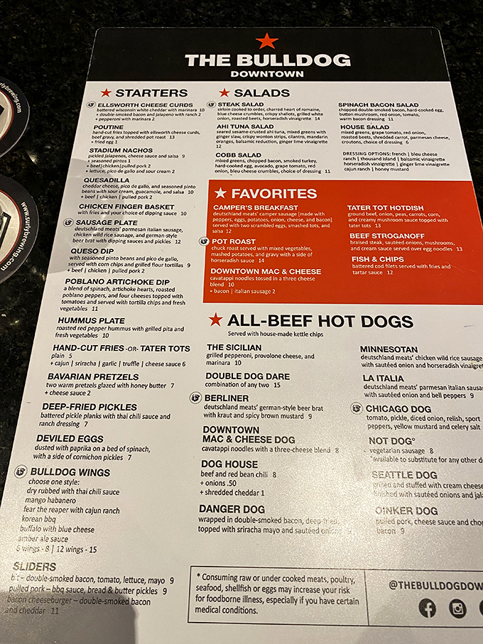 This menu is a choose-your-own-adventure of comfort food delights. Warning: May cause spontaneous drooling and inability to decide.