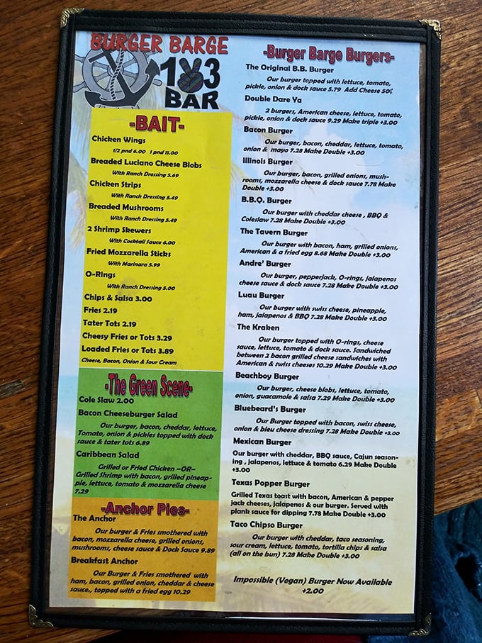 This menu's got more options than a pirate has excuses. From "Bait" to "Anchor Pies," you'll be hooked before you can say "Arrr!"