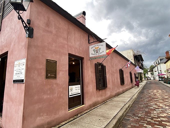 Flags flying and history alive! This pink powerhouse of medical mysteries is like a time machine disguised as a quaint colonial building.
