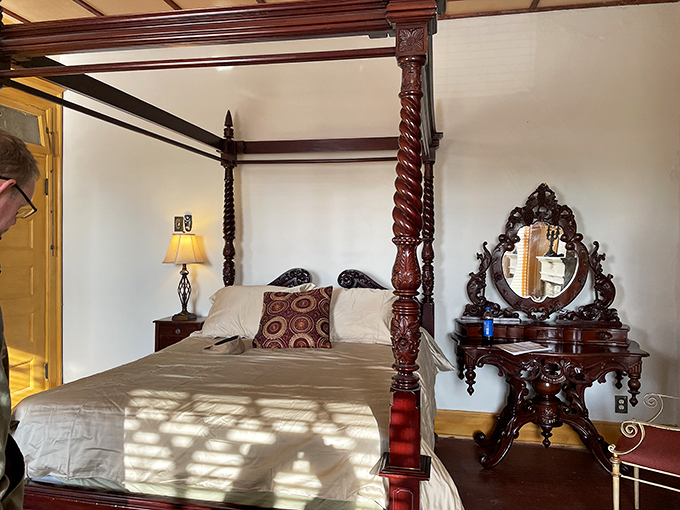 Sleep like a king (or queen) in this regal four-poster bed. Just don't expect a pea under your mattress &ndash; comfort reigns supreme here!