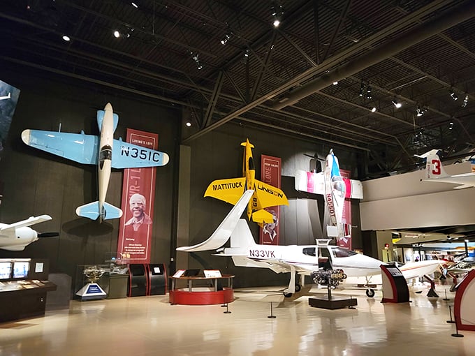 From sleek jets to quirky contraptions, this display showcases aviation's greatest hits and one-hit wonders.
