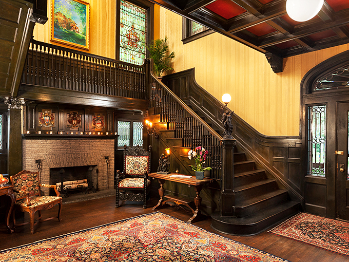 Stairway to heaven? Not quite, but this grand wooden masterpiece might make you feel like you've ascended to Victorian royalty.