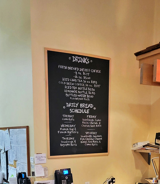 Bread schedule or concert lineup? This chalkboard menu has me as excited as a teenager at a rock festival. Sourdough, here I come!