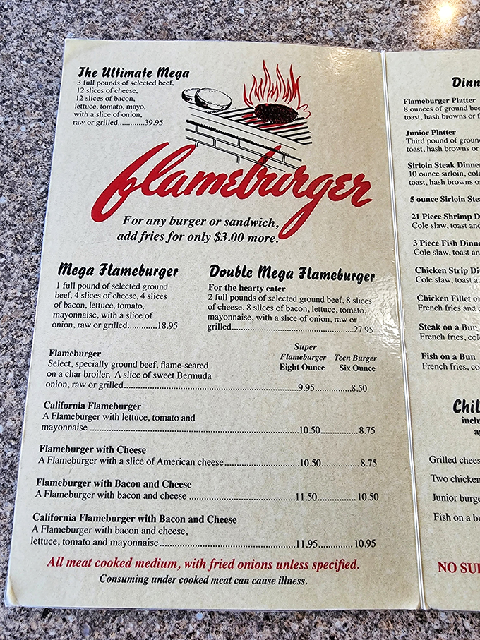 Menu or treasure map? Either way, it's guiding you to the motherload of mouth-watering morsels. The Ultimate Mega is not for the faint of heart!