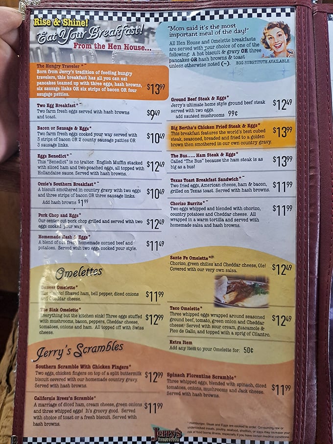 Decisions, decisions! Jerry's menu is a choose-your-own-adventure of classic American fare. Warning: May cause spontaneous stomach growling.