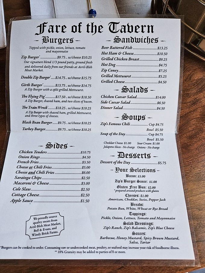 A menu that reads like a love letter to American classics. From burgers to chili, Zip's offerings are a delicious trip down memory lane.