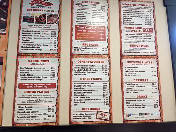 Behold, the sacred texts of flavor! This menu board is like a roadmap to culinary bliss. Warning: May cause spontaneous drooling and sudden cravings.