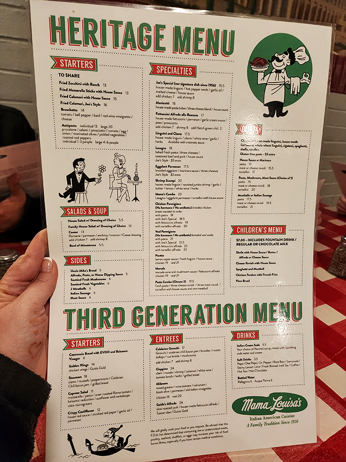 A menu that reads like a family album, with "Heritage" and "Third Generation" sections telling delicious stories through the decades.