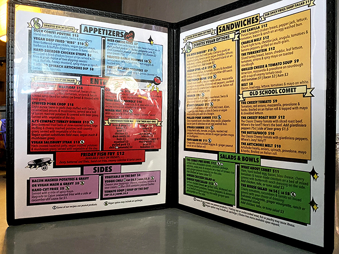 A menu that reads like a love letter to comfort food! Comet Cafe's offerings are a delicious choose-your-own-adventure of classic and creative dishes.