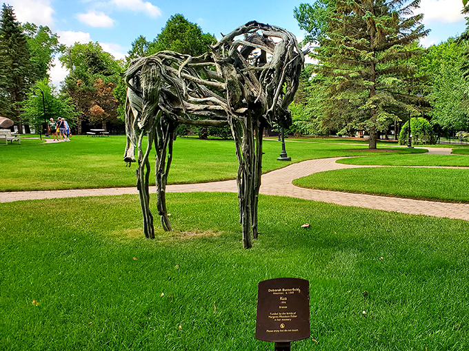 Who says horses can't fly? This abstract equine sculpture challenges our perceptions, reminding us that in the world of art, anything is possible &ndash; even airborne stallions!