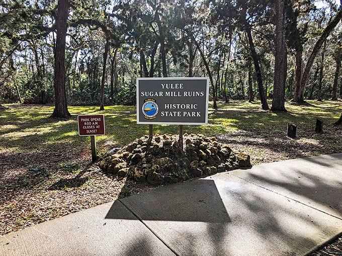"Park closed at sunset" - even Father Time needs his beauty sleep. This sign marks the entrance to a sugary saga waiting to be savored.
