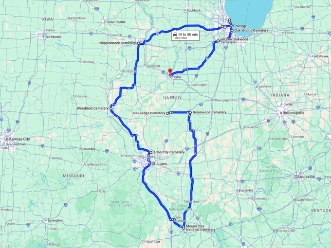 31 big old cemeteries illinois map