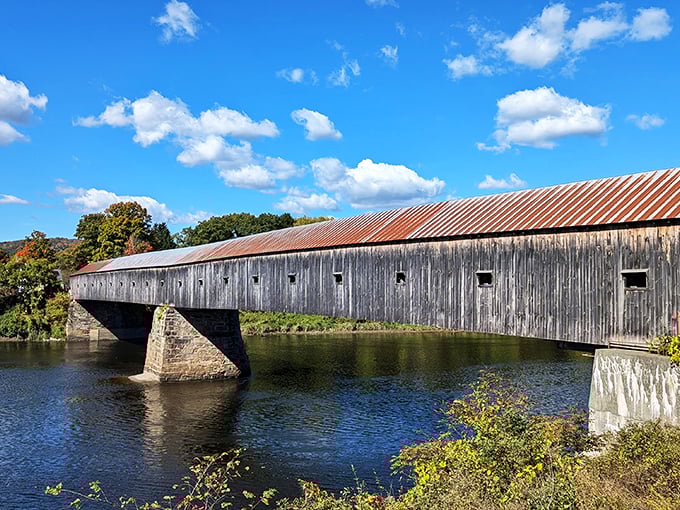 Cross-state road trip hack: This covered colossus lets you tick off two states faster than you can say "maple syrup."