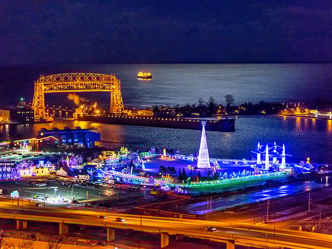 Duluth's waterfront transforms into a festive playground. Who needs reindeer when you've got millions of lights guiding your sleigh tonight?
