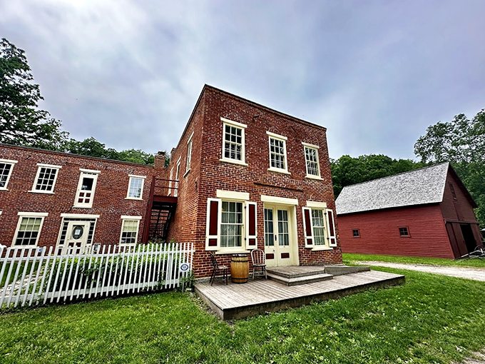 Park your modern chariot and hitch a ride on a horse-drawn wagon through living history.