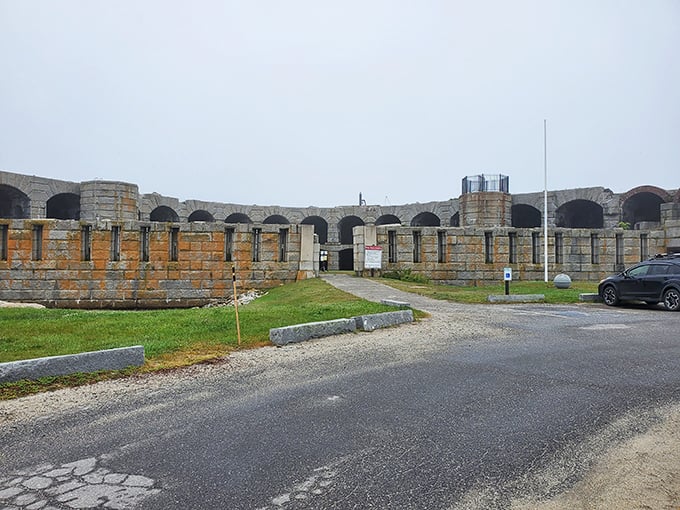 Half-moon fort, full-circle views. Fort Popham proves that even unfinished projects can be picture-perfect.