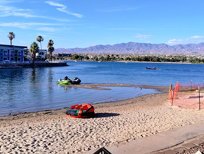 Park your RV and park yourself on this golden shore. Road trip relaxation at its finest!