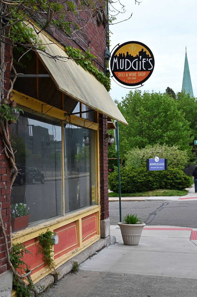 Ivy-covered intrigue! Mudgie's brick exterior hides a sandwich sanctuary that'll make your mouth water.