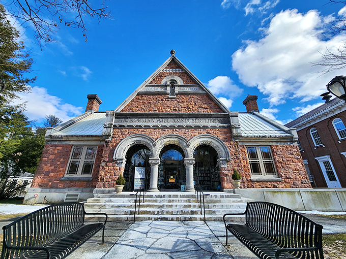 Roadside attraction with a twist! This pink granite stunner offers literary refreshment for weary travelers.