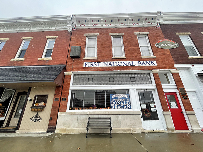 "From small-town charm to the White House: Reagan's journey began above this quaint storefront."