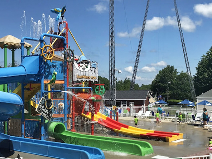 Aquatic oasis ahead! Seacoast Adventure's water park is the perfect place to wash off the road dust.