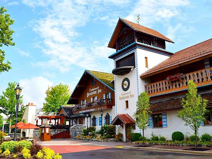 Frankenmuth's crown jewel: The Bavarian Inn. Come for the architecture, stay for the chicken dinners that'll make you yodel with delight!