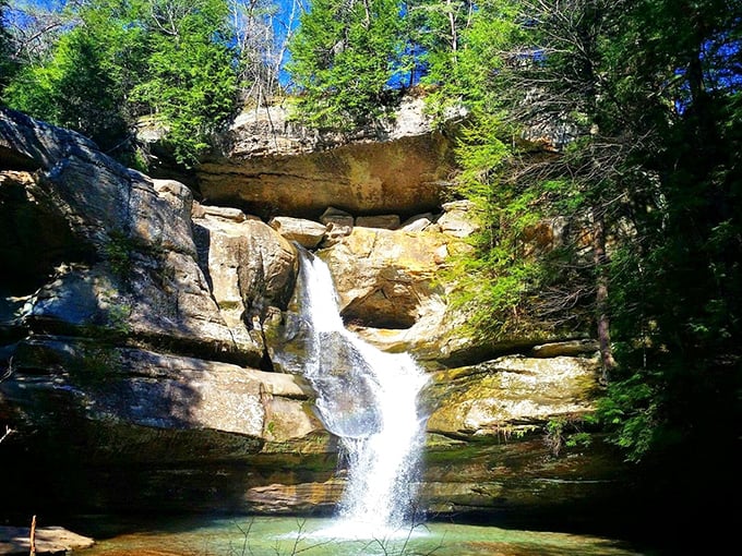 Nature's own sound system! Cedar Falls provides a soothing soundtrack to your Hocking Hills adventure.