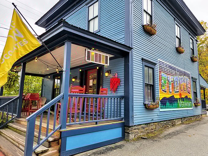 Willy Wonka, eat your heart out! Laughing Moon's colorful facade hints at the whimsical delights within.