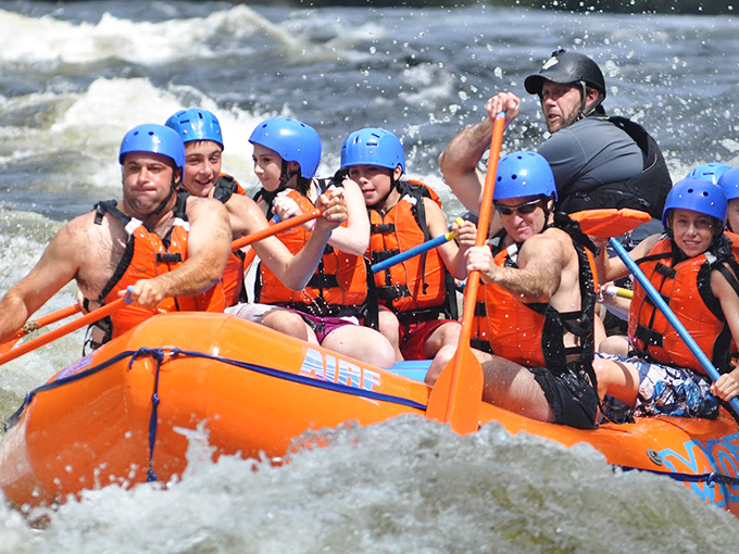 Pit stop turned splash fest: Stretch those legs right into a raft!