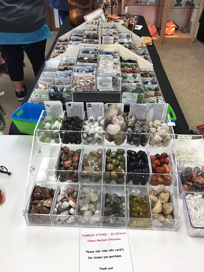 From tiny tumbled stones to mammoth geodes, it's like Mother Nature's jewelry box exploded in the most beautiful way possible.