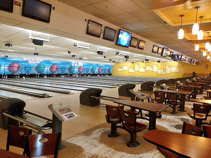 Disco fever meets bowling alley! These neon lights make every frame feel like Saturday Night Fever &ndash; John Travolta optional.