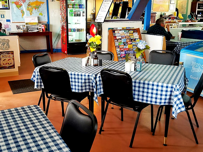Hungry travelers, rejoice! This retro diner is where memories are made, one checkered tablecloth at a time. It's like your grandma's kitchen, but with better lighting.